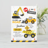 Construction Theme Dump Truck Kids Birthday Party Invitation | Zazzle