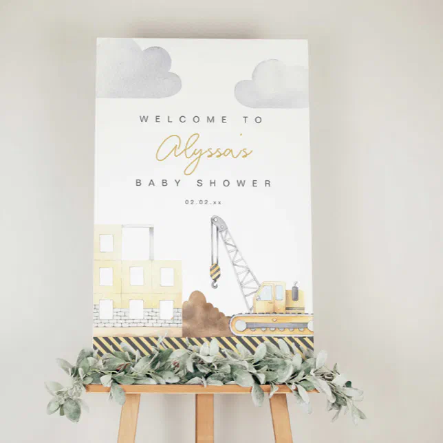 Construction Themed Baby Shower Welcome Sign | Zazzle