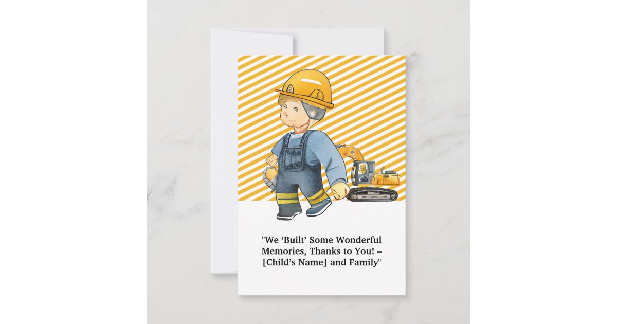 "Construction-Themed Thank You Card – Appreciate | Zazzle