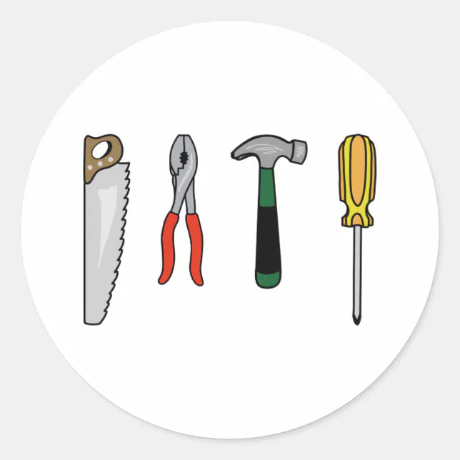 CONSTRUCTION TOOLS CLASSIC ROUND STICKER | Zazzle
