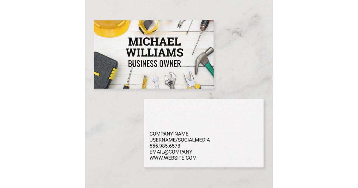 Construction Tools | Hardware | Carpentry Business Card | Zazzle