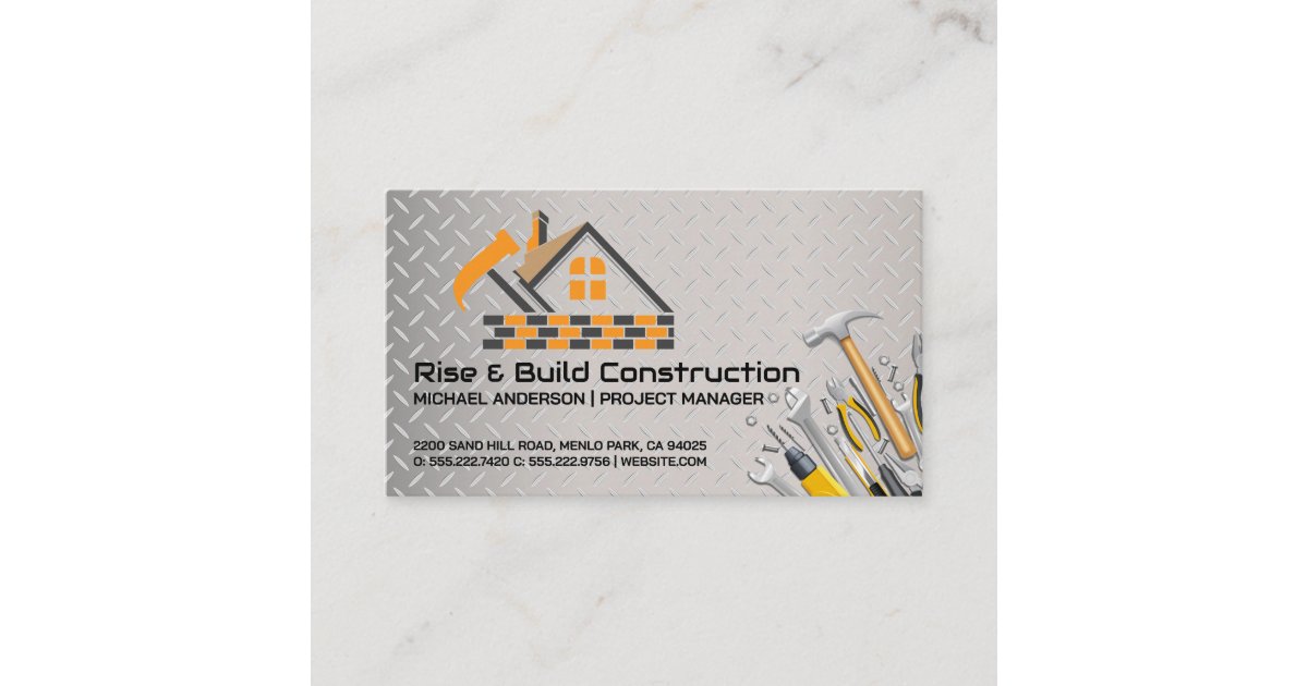 Construction Tools | Masonry | General Contractor Business Card | Zazzle