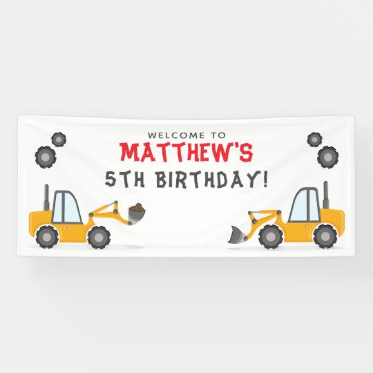 Construction Truck Birthday Banner | Zazzle.com