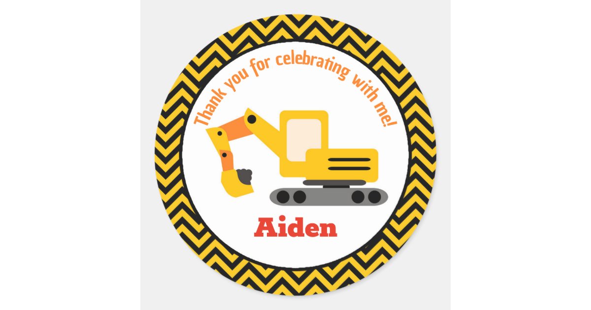 Construction Truck Birthday Stickers - Digger | Zazzle