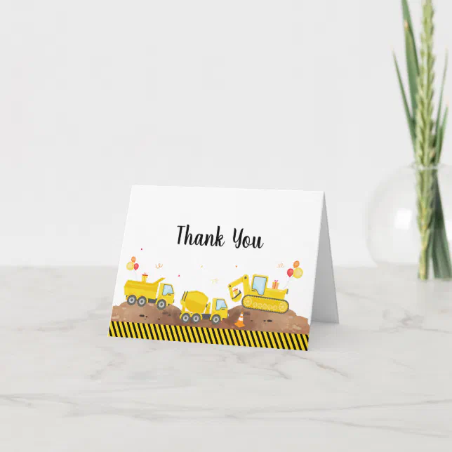 Construction Truck Dump Truck Digger Thank You | Zazzle