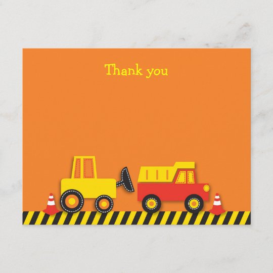 Construction Truck Flat Thank You Note Cards | Zazzle.com