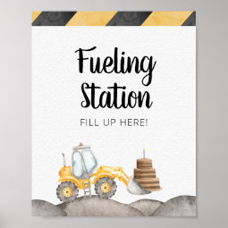 Construction Truck Fueling Station Party Sign | Zazzle