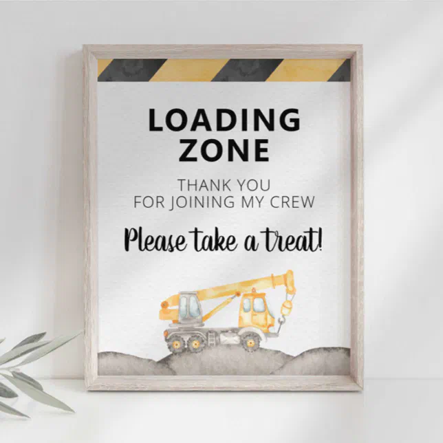 Construction Truck Loading Zone Party Favor Sign | Zazzle