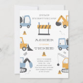 Construction Truck Theme Birthday Party Invitation | Zazzle