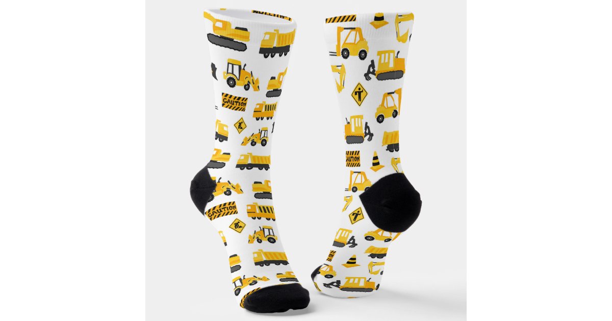 Construction Trucks and Signs Socks | Zazzle