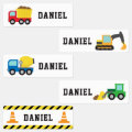 Construction Trucks and Vehicles Personalized Kids' Labels | Zazzle