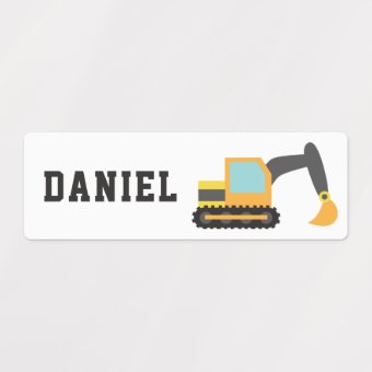 Construction Trucks and Vehicles Personalized Kids' Labels | Zazzle
