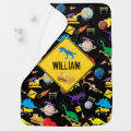 Construction Trucks Astronaut Dinosaurs in Space Baby Blanket | Zazzle