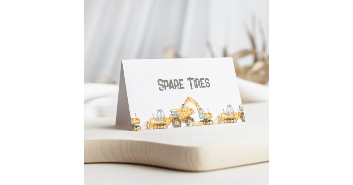 Construction Trucks Folded Food Label Card | Zazzle