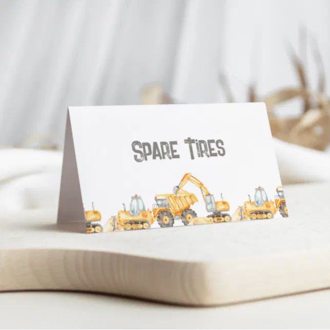 Construction Trucks Folded Food Label Card | Zazzle