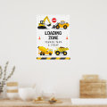 Construction Trucks Kids Birthday Loading Zone Poster | Zazzle