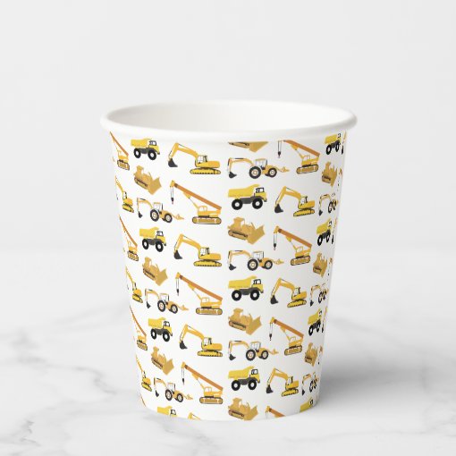 Construction Trucks Party Paper Cups | Zazzle