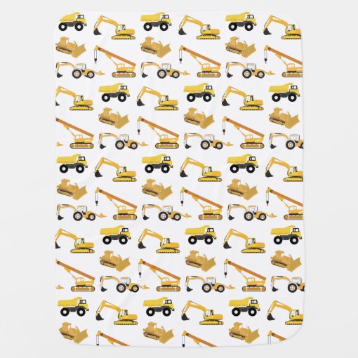 Construction Trucks Pattern Baby Blanket | Zazzle