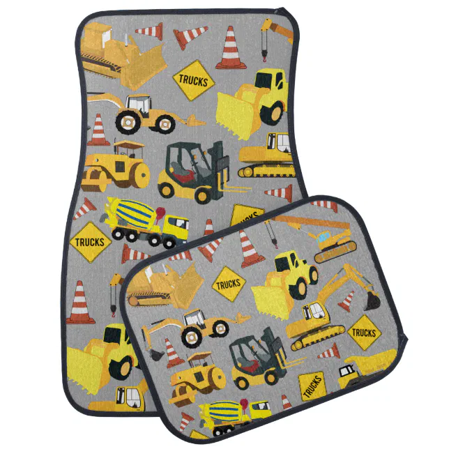 Construction Trucks Pattern Car Floor Mat | Zazzle