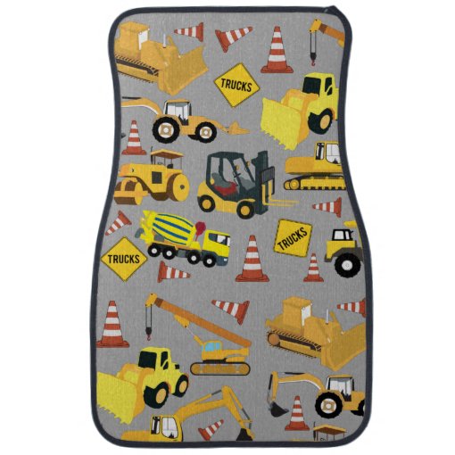 Construction Trucks Pattern Car Floor Mat | Zazzle