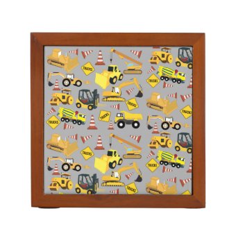 Construction Trucks Pattern Desk Organizer | Zazzle