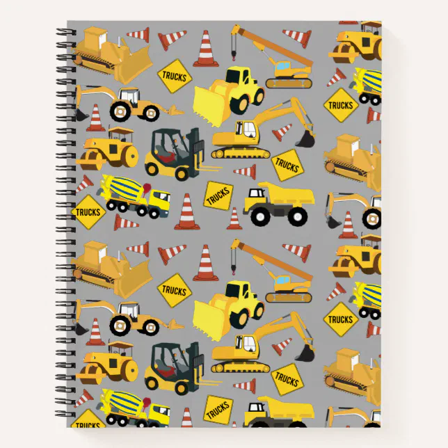 Construction Trucks Pattern Notebook | Zazzle