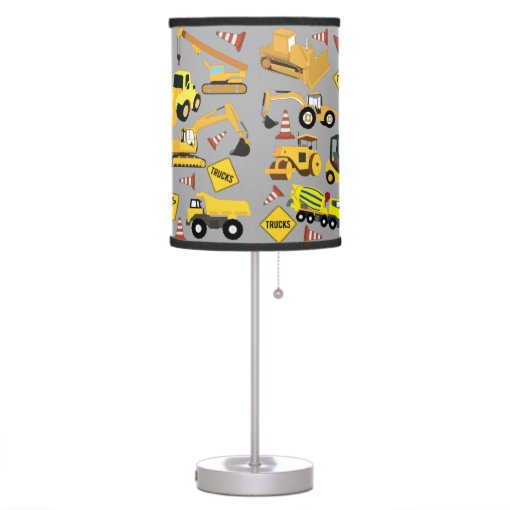 Construction Trucks Pattern Table Lamp | Zazzle