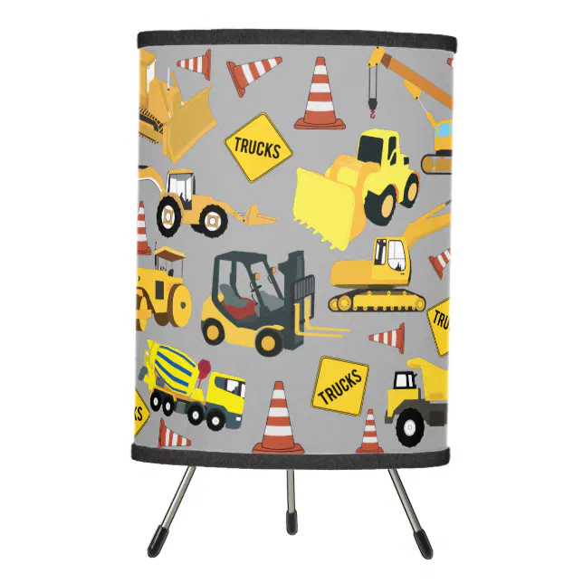 Construction Trucks Pattern Tripod Lamp | Zazzle