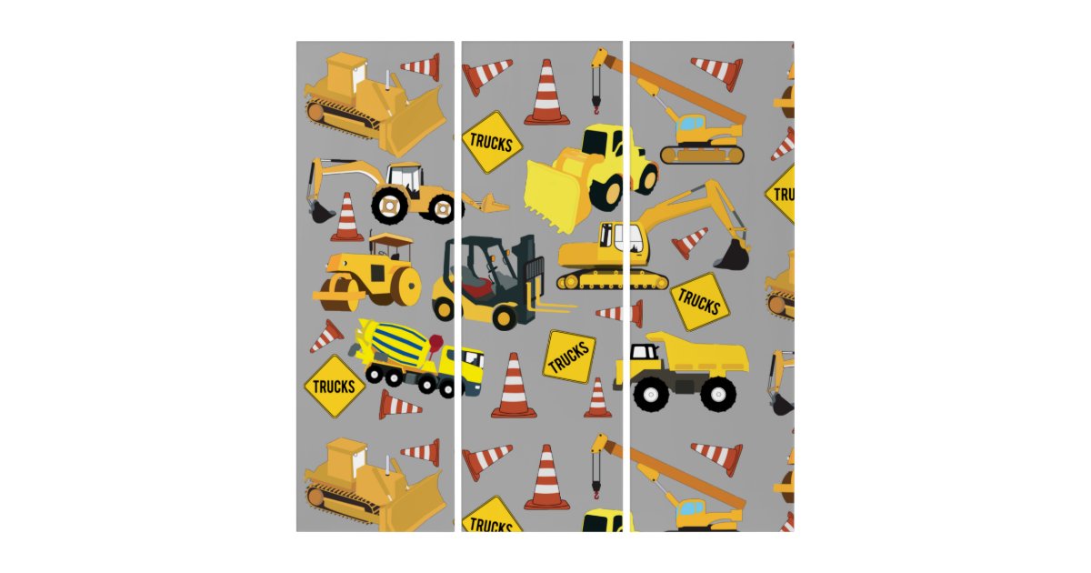 Construction Trucks Pattern Triptych | Zazzle