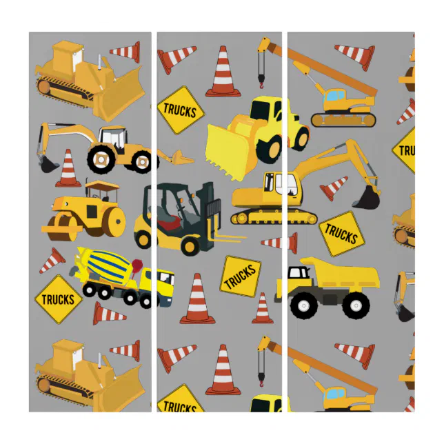 Construction Trucks Pattern Triptych | Zazzle