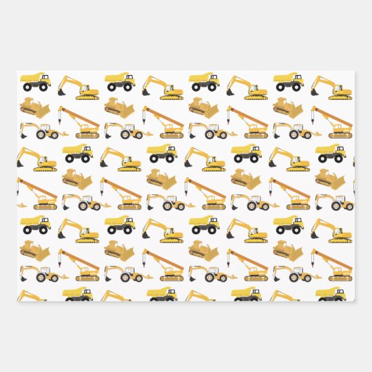 Construction Trucks Pattern Wrapping Paper Sheets | Zazzle.com