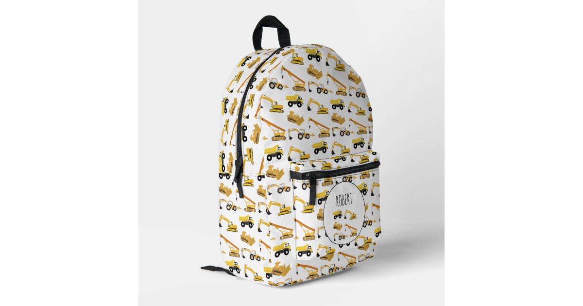 Construction Trucks Personalized Name Boys Printed Backpack | Zazzle