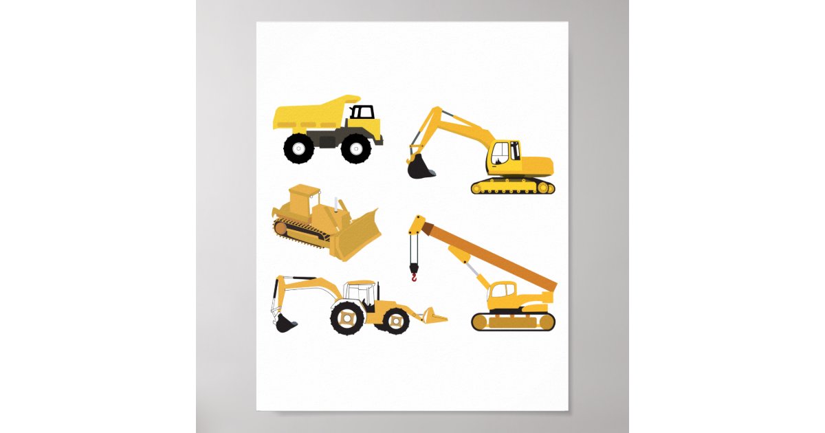 Construction Trucks Poster | Zazzle