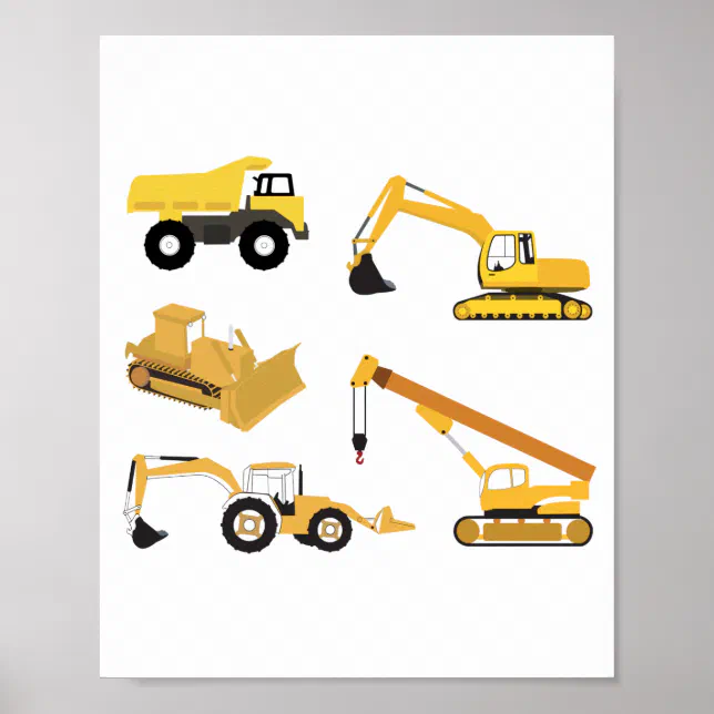 Construction Trucks Poster | Zazzle