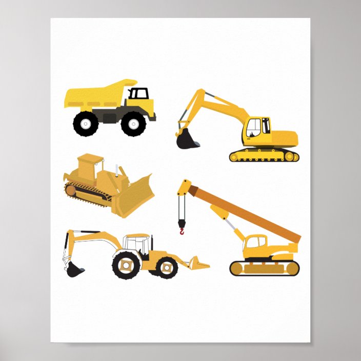 Construction Trucks Poster | Zazzle.com