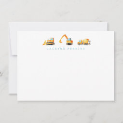 Construction Trucks Stationery Note Cards for Kids | Zazzle