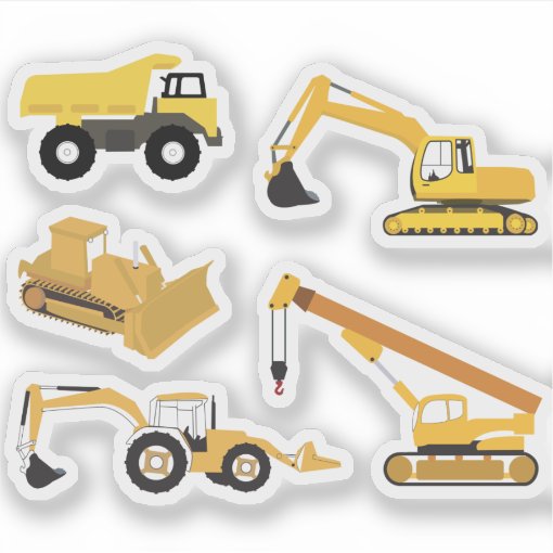 Construction Trucks Sticker | Zazzle