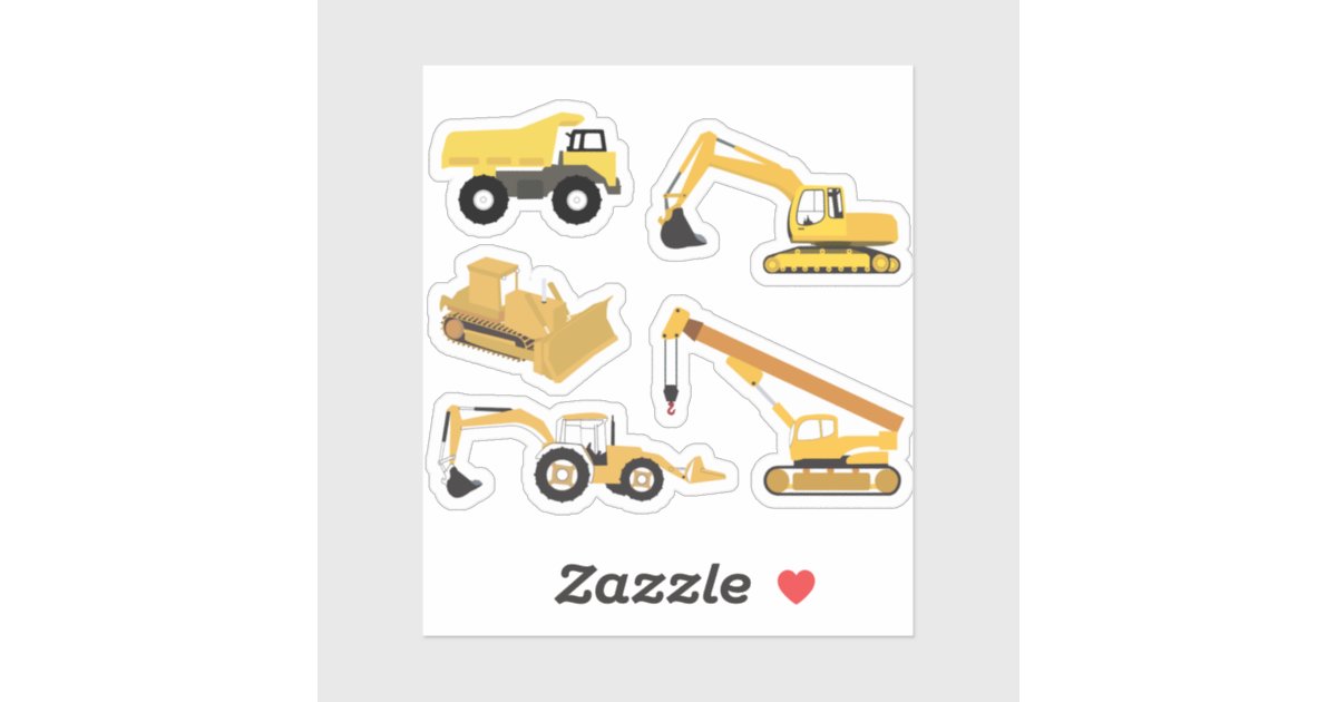 Construction Trucks Sticker | Zazzle