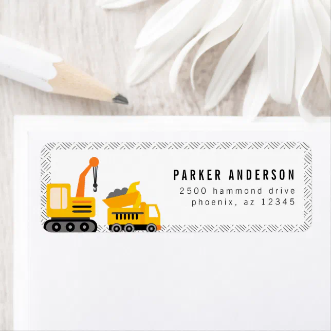 Construction Trucks Theme Address Label | Zazzle