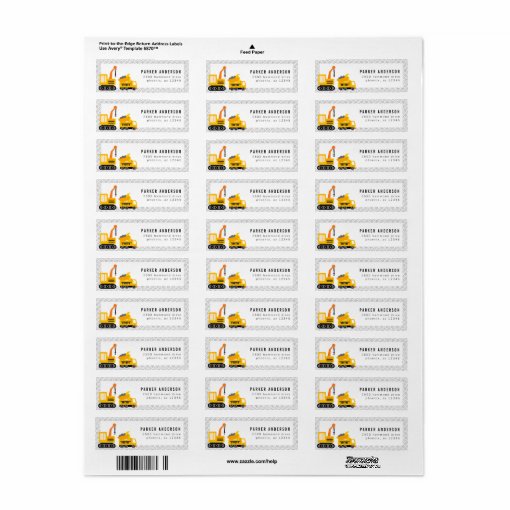Construction Trucks Theme Address Label | Zazzle