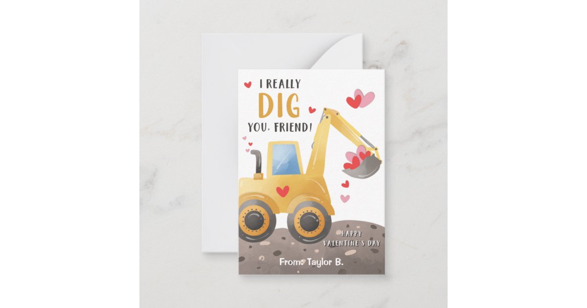 Construction Valentine's Day Card for Kids | Zazzle