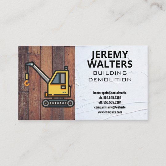 Construction Vehicle | Building Demolition Business Card | Zazzle.com