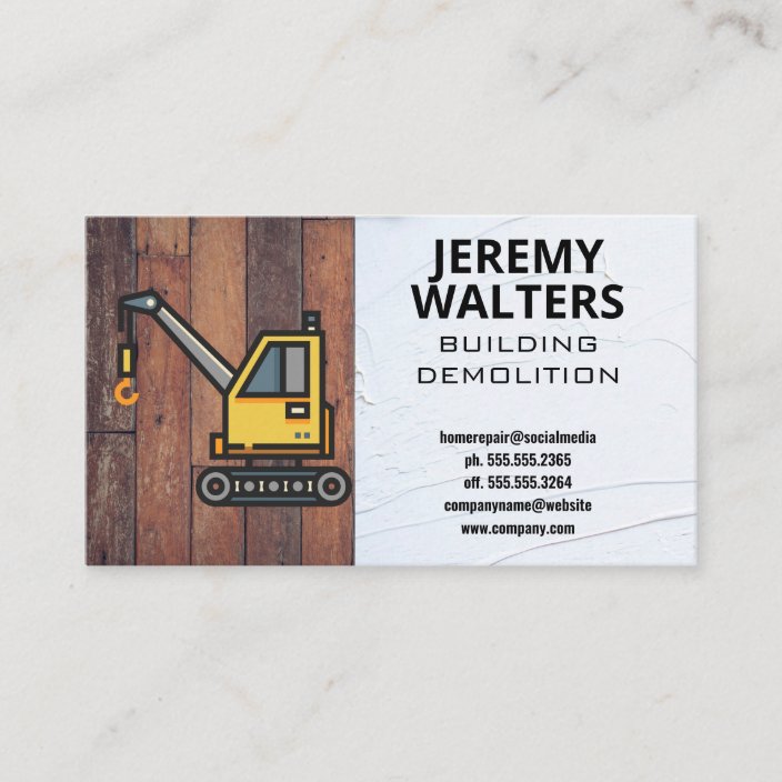 Construction Vehicle | Building Demolition Business Card | Zazzle.com