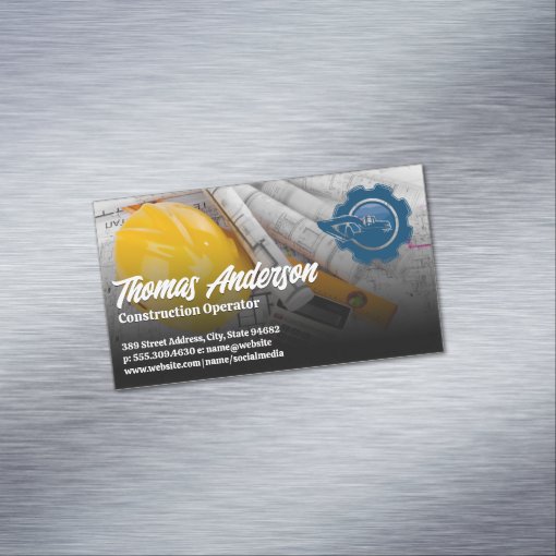 Construction Vehicle Logo | Blueprints Business Card Magnet | Zazzle