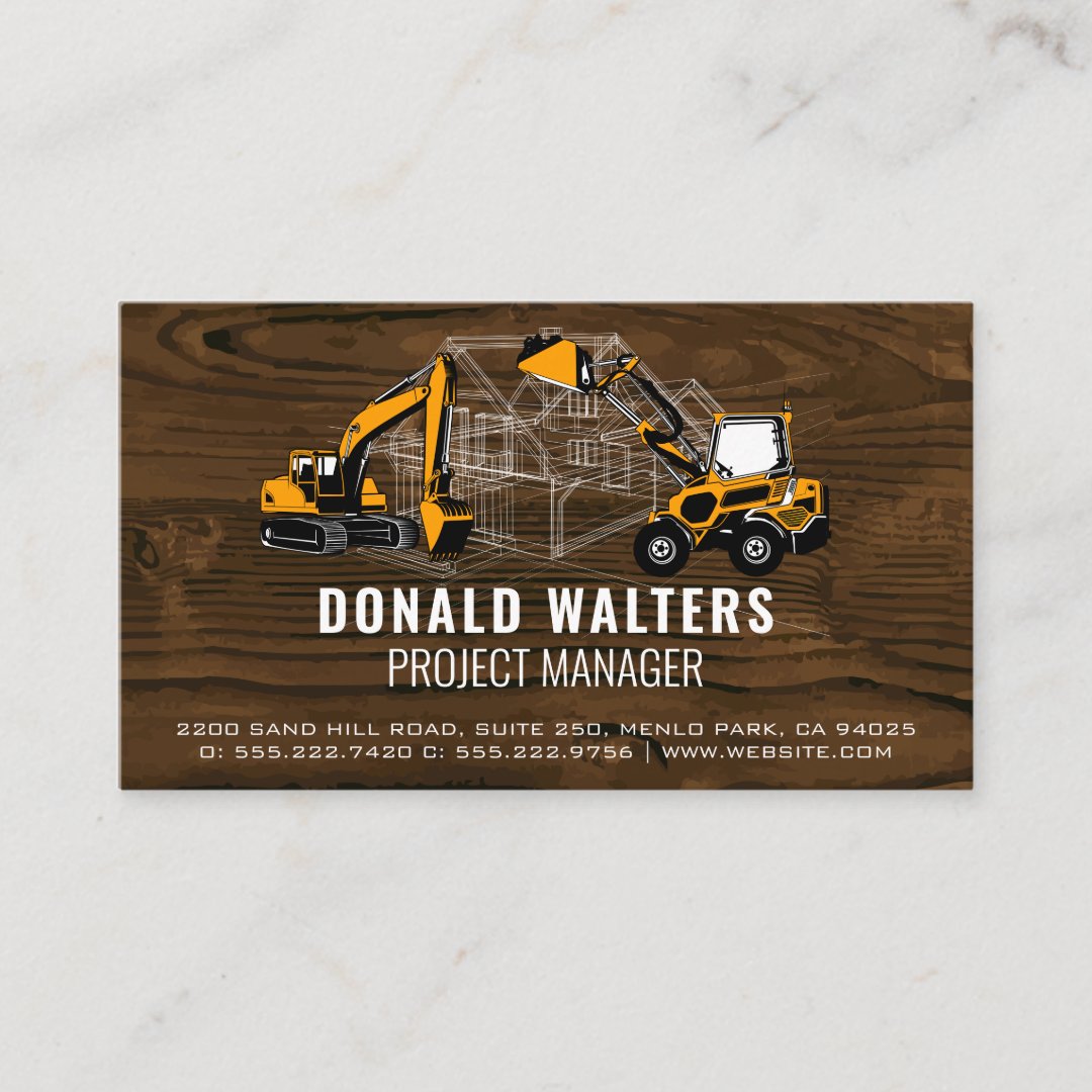 Construction Vehicles | Blueprints Business Card | Zazzle
