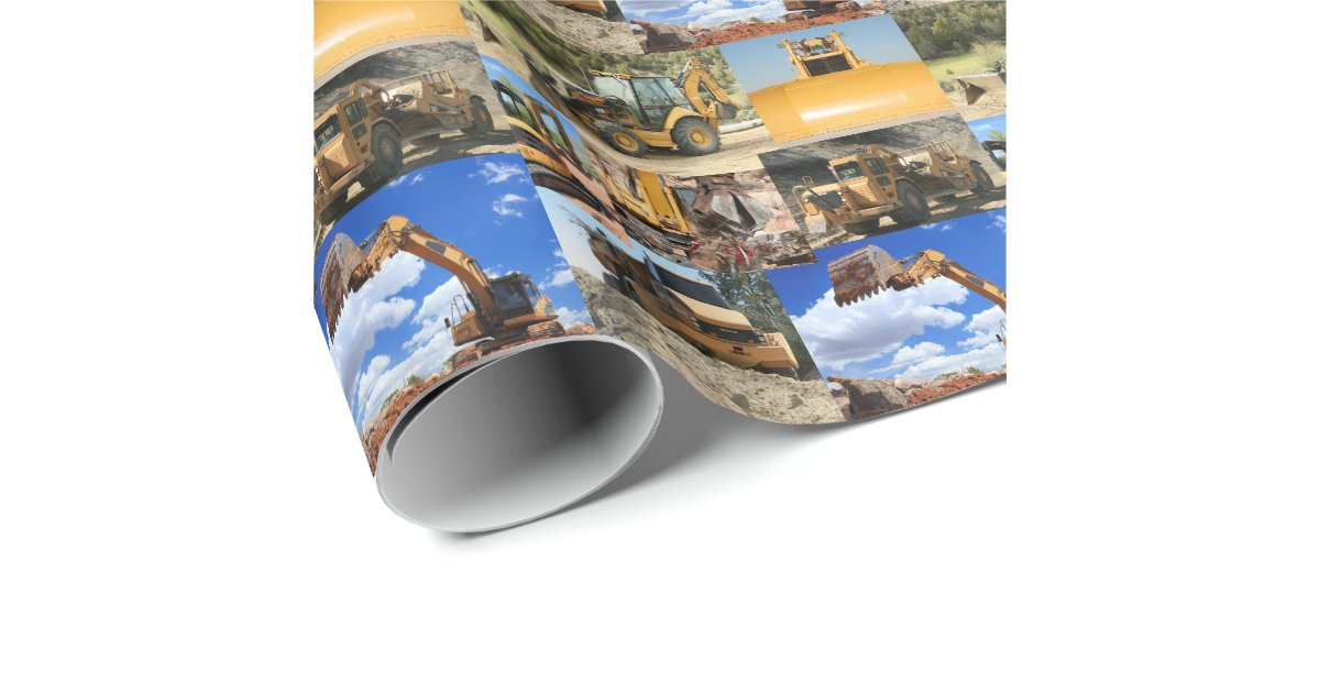 Construction Vehicles Collage Wrapping Paper | Zazzle