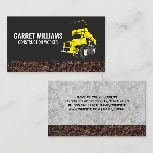 Construction Vehicles Dump Truck | Earth Mover Business Card | Zazzle