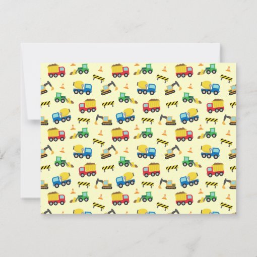 Construction Vehicles Pattern Birthday Party Invitation | Zazzle