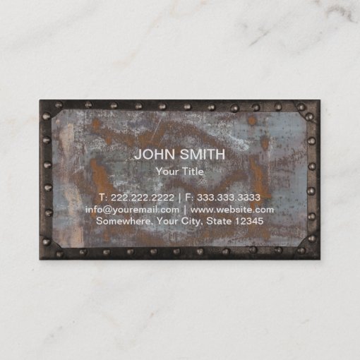 Construction Vintage Monogram Rusty Grunge Metal Business Card | Zazzle