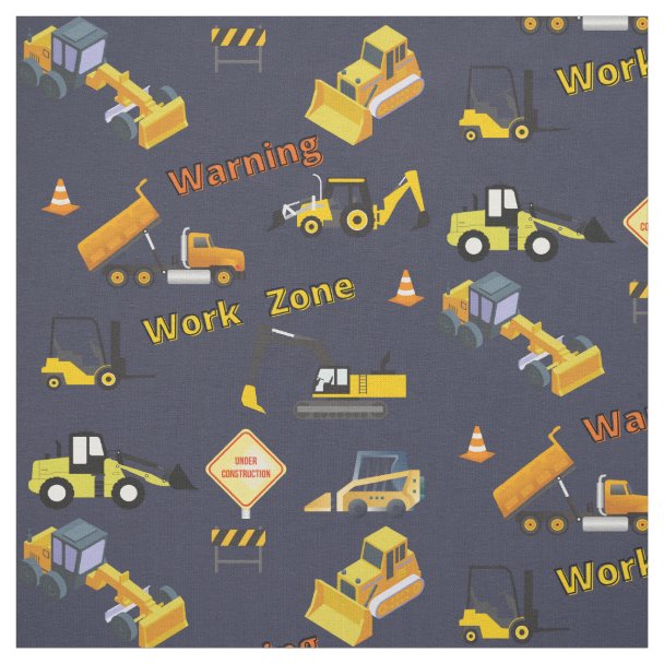 Construction Warning Work Zone Fabric | Zazzle